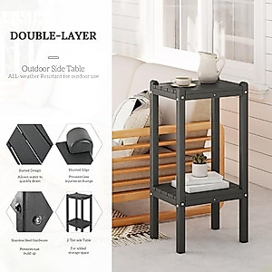 WestinTrends Malibu 36" Outdoor Adirondack HDPE 2-Tier Patio Side Table, Teak