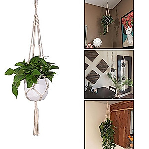 Wiwaplex Macrame Plant Hanger, 2 Pack Plant Hanger, Cotton Rope Plant Hangers Indoor Outdoor, 4 Legs Plant Hanger Brackets, Flower Pot Hanging Plant Holder for Home Decorations (White) (40 Inch)