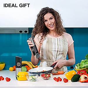 Heyrsun Electric Salt and Pepper Grinder Set, 2 Usb Rechargeable Stainless Pepper Grinder with Led Light, Adjustable Coarseness, Refillable Automatic Salt and Pepper Grinder Set with Charging Base