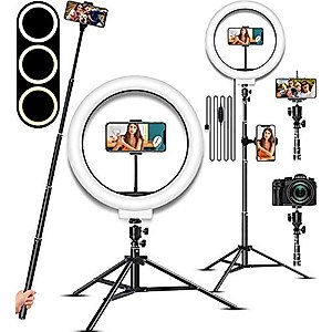 Selfie Ring Light, LED Light Ring with Stand, Circle Light for Makeup/Live Stream, Desktop Camera LED Ringlight with Tripod and Phone Holder Ring Lights for Photography/YouTube/Video Recording/Vlogs
