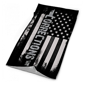 HSELOGI 4Pcs Men&Women Thin Silver Line Corrections Flag Magic Headwear Neck Gaiter Tube Scarf Headbands Bandana Balaclava for Outdoor Running Cycling Skating Work Out