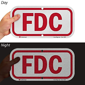 SmartSign 6" x 12" Fire Department Connection FDC Sign, 63 mil, 3M Laminated Engineer Grade Reflective Aluminum, Red and White
