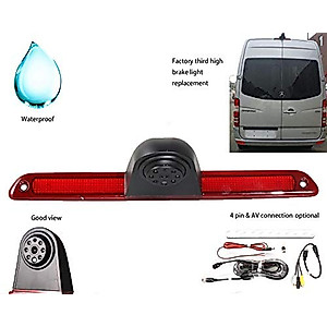 RED WOLF Car Third High 3RD Brake Light Reverse Backup Camera for Mercedes-Benz Sprinter/Dodge Sprinter/VW Crafter Vans 2007-2018 Standard RCA Connector Car Rear View Roof Top Mount