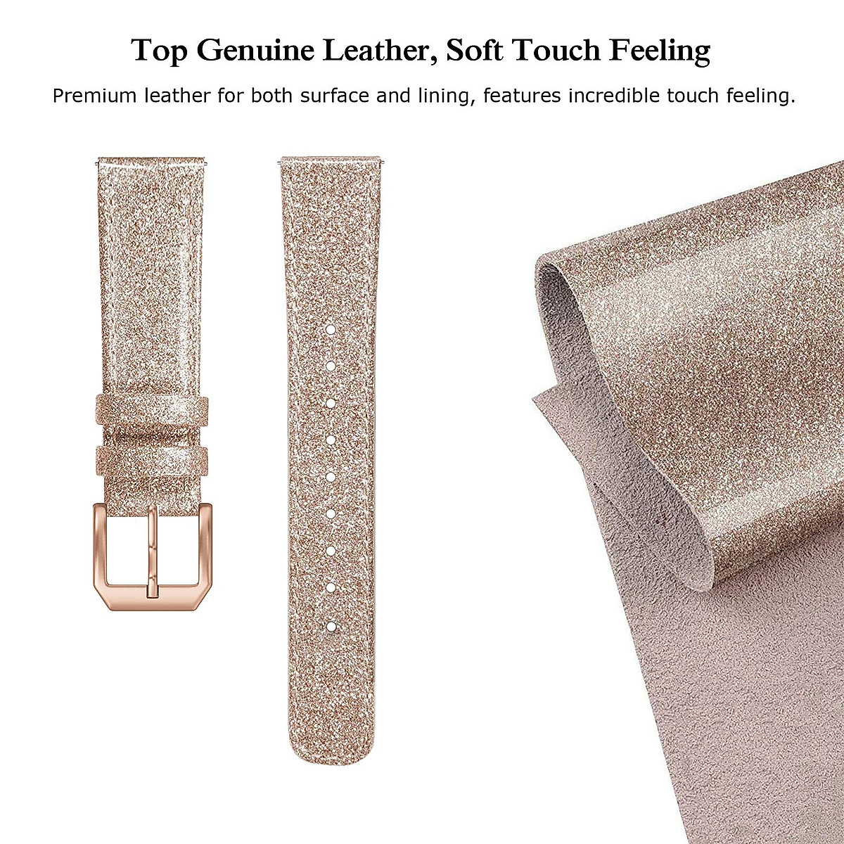 SWEES Compatible for Samsung Galaxy Watch 5 Band 40mm 44mm / Galaxy Watch 5 Pro Band 45mm / Galaxy Watch 4 Band, 20mm Slim Thin Genuine Leather Replacement Bands for Galaxy Watch 4 Classic Women Men