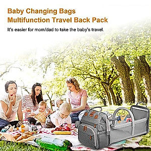 Astro alan Baby Diaper Bags with Changing Station, Waterproof Diaper Bag Backpack for Moms Dads with USB Charging Port, Baby Shower Gifts, Large Capacity diaper backpack, Grey