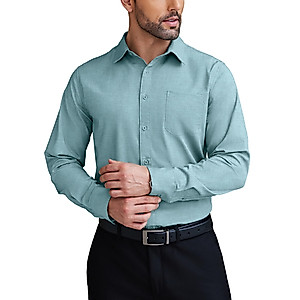 COOFANDY Mens Dress Shirts Wrinkle Free Long Sleeve Button Down Shirts Formal Business Shirt Light Green
