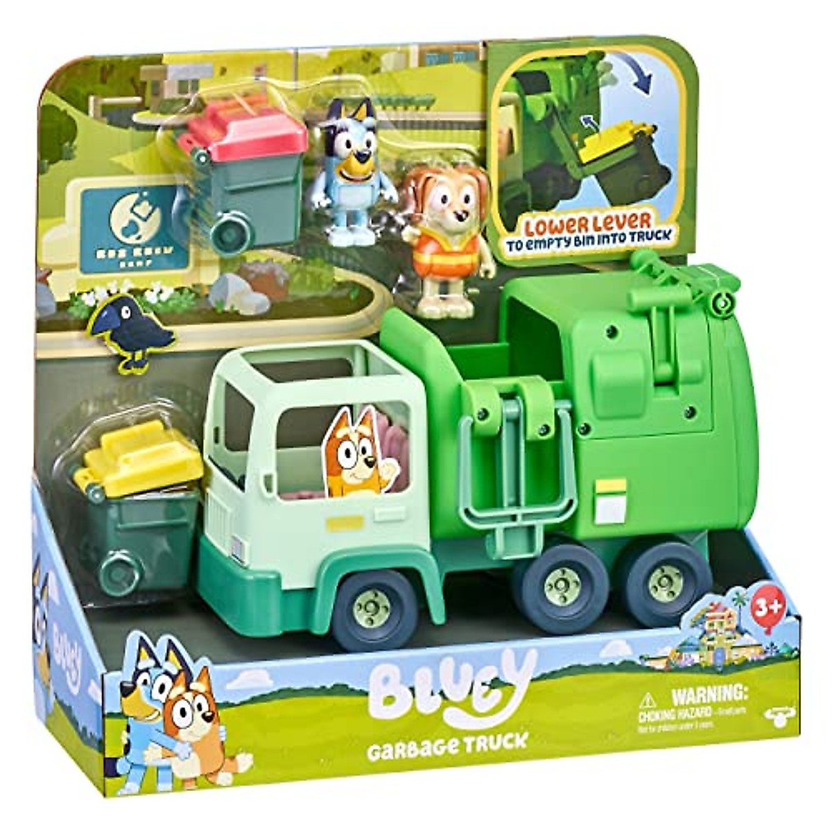 Garbage Truck - 2.5" Bluey and Bin Man poseable Figures with Playset, Multicolor