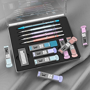 Mr. Pen- Pastel Mechanical Pencil Set with Black Lead and Eraser Refills, Clear Barrel, 0.3, 0.5, 0.7, 0.9, 2mm, Pastel Mechanical Pencils, Cute Mechanical Pencil Set, Aesthetic Mechanical Pencils