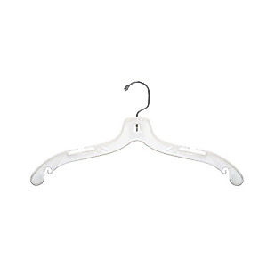 NAHANCO 1505 Plastic Dress Hanger, Middle Heavy Weight, 17", White (Pack of 100)