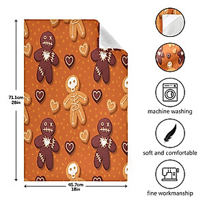 ALAZA Halloween Christmas Gingerbread Men Decorative Kitchen Dish Towels Set of 4,Soft and Absorbent Kitchen Hand Towels Home Cleaning Towels Dishcloths,18 x 28 Inch