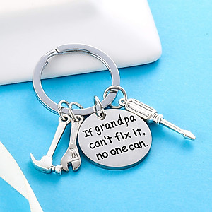 Grandpa Keychain Granddad Gifts From Grandson Granddaughter Christmas Gift Keyring Father's Day Gift For Grandpa (If grandpa can't fix it, no one can)