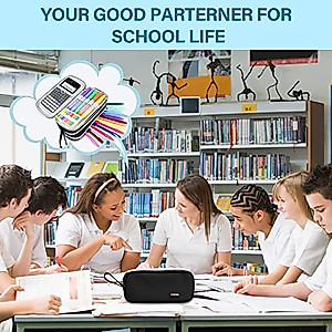 Vakoo Pencil Case, Big Capacity Pencil Pouch with 3 Compartments, Stationery Storage Box Makeup Bag School Office Supplies for Girls, Boys, Teenagers, Students - Black