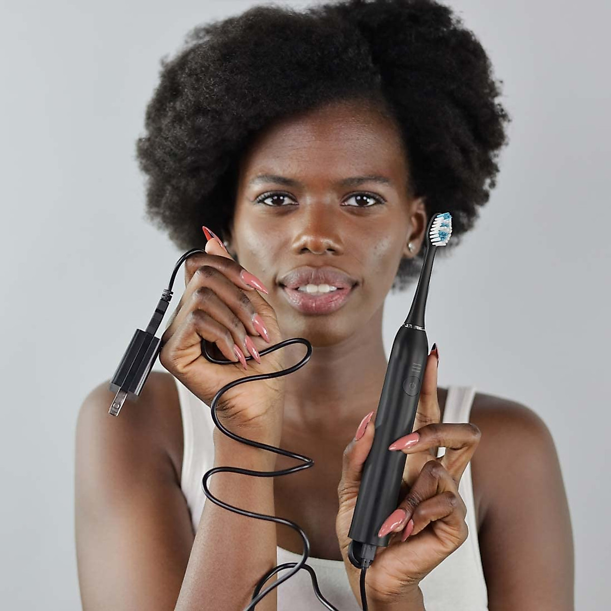 Electric Toothbrush Rechargeable Sonic Toothbrush for Kids and Adults, USB Toothbrush Longest Lasting Battery Life, Travel Case, USB Power Adapter and 4 Toothbrush Heads (Black)