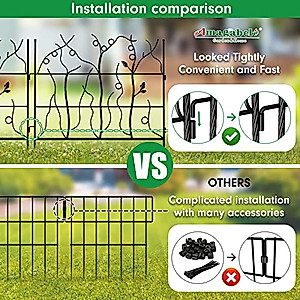 Amagabeli 5 Panels Decorative Garden Fence 11.5ft (L) x 26in (H) Outdoor Rustproof Metal Garden Fencing Border Fence Animal Barrier for Dog Iron Folding Edge Wire for Patio Landscape Flower Bed ET082