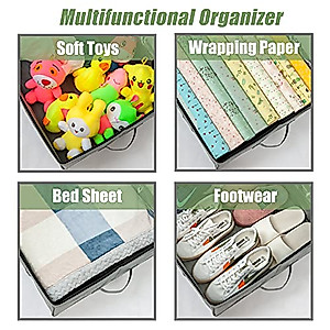 MAAN Underbed Storage Bag Organizer 3 Pack Large Capacity Storage Container with Strong Reinforced Handles, Store Blankets, Clear Window, Seasonal Clothing Comforters, Linen, Bedding (Grey)