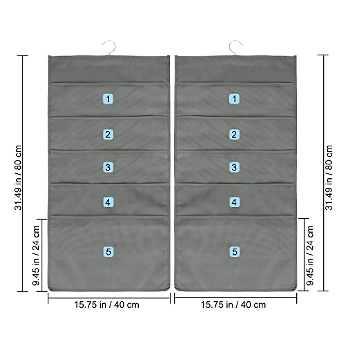 Lirex Closet Hanger Organizer with 10 Pockets, 1 Pack Foldable Underwear Hanging Organizer Bra Storage Oxford Cloth Universal Fit Closet Space Saver for Family Bedroom