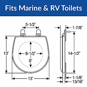 BEMIS TC50TTA 000 MARINE Toilet Seat, Durable Enameled Wood, 14.5"L x 13"W, White, 1 Pack