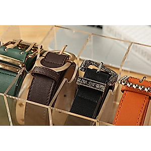 Belt Organizer, Acrylic 5&8 Compartments Belt Case Storage Holder , Clear Belt Display Case for Closet Tie and Bow Tie (8 grids)