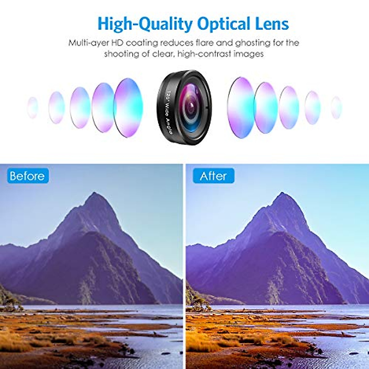 Criacr Phone Camera Lens, 198°Fisheye Lens, 120° Super Wide Angle Lens, 20X Macro Lens, for Tik Tok, Vlog Video, Clip on Phone Lens for iPhone 12 12 Pro, 11, XS, XR 8 7 Plus 7, Samsung, Smartphones