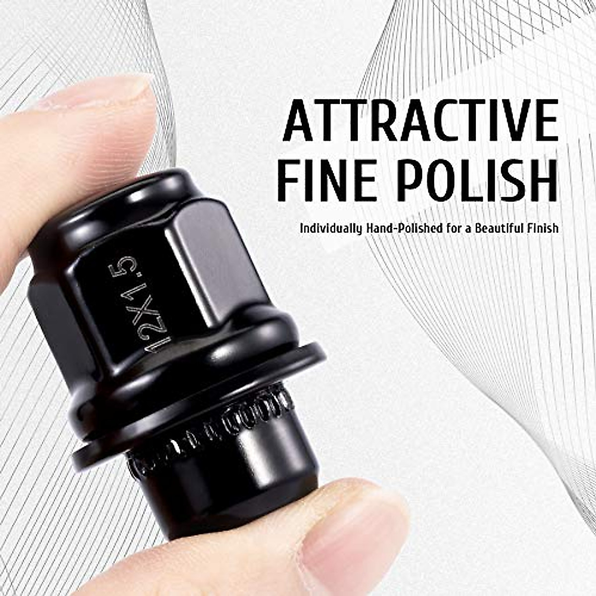 OMT M12x1.5 Lug Nuts with Mag Seat, 13/16" 21mm Hex 1.46x1.18 in. Blackened Wheel Lug Nuts Compatible with Toyota Lexus Scion Isuzu, Set of 24