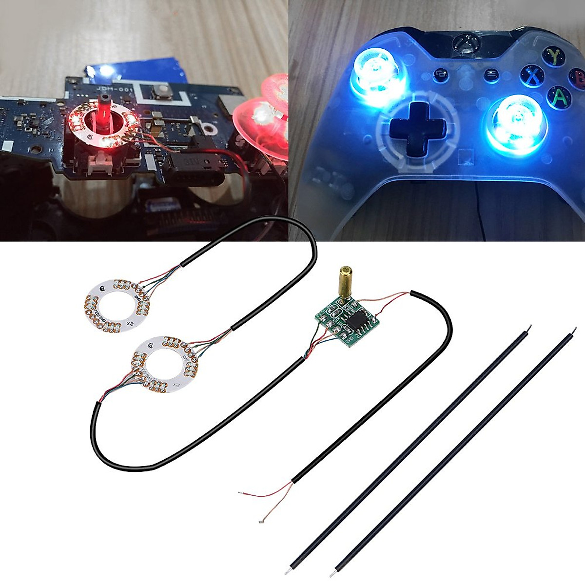 7 Color LED Light Analog Thumb Sticks Thumbstick Mod for PS4 for One Controller(Black)