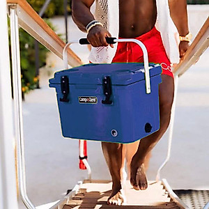 CAMP-ZERO 21 Quart Rotomolded Hard Cooler - Insulated Ice Chest with 4 Cup Holders - Bear-Proof Travel Ice Box for Beverage, Drink, BBQ, Fishing, Camping, Outdoor, Navy Blue