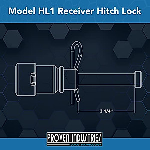 Proven Industries Model HL1 Receiver Hitch Pin Lock, Fits 2-Inch or 2 1/2-Inch Receivers, Made in The USA, (Black)