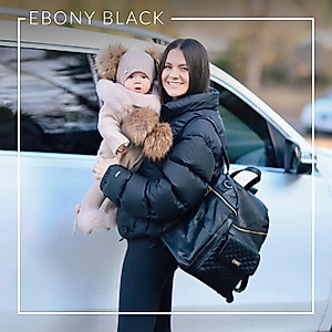 Monaco Diaper Bag + Snack Bag by Luli Bebe - Chic Vegan Leather (Ebony Black)