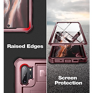 Dexnor for Samsung Galaxy Note 10+ Plus Case, [Built in Screen Protector and Kickstand] Heavy Duty Military Grade Protection Shockproof Protective Cover for Samsung Galaxy Note 10 Plus (Maroon Red)