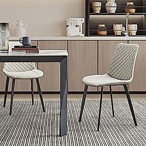 seonyou Modern Dining Chair Set of 4, Beige Dining Chair with Metal Leg, Mid Century Kitchen Chairs