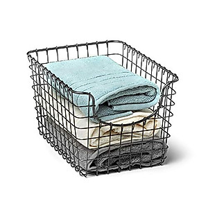 Spectrum Diversified Scoop Wire Basket, Vintage-Inspired Steel Storage Solution for Kitchen, Pantry, Closet, Bathroom, Craft Room & Garage, Small, Industrial Gray