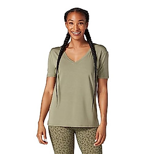 TAVI NOIR Women’s V-Neck Tee – Short Sleeve Shirt for Women, Casual Basic Top, Classic T-Shirt for Women, Relaxed, Light Olive, XSmall