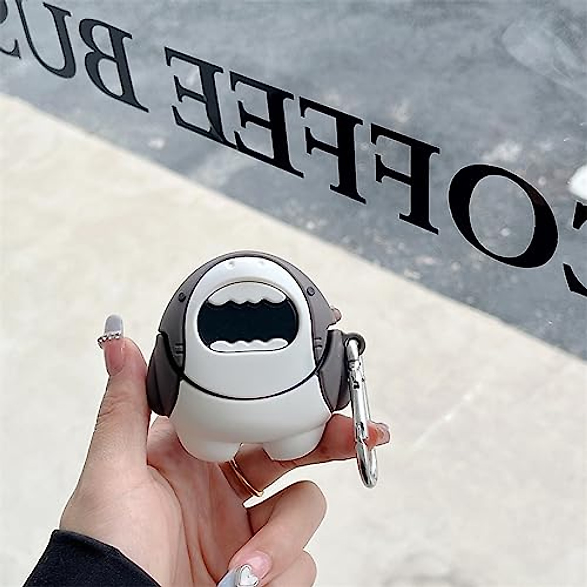 Earphone Case for Oppo ENCO Air3,Cute Cartoon Silicone Wireless Bluetooth Headphone Protector Cover for Oppo enco air 3 with Keychain (Shark)