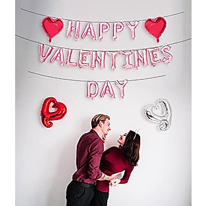 GUFEEL Happy Valentine's day Balloon Banner,Valentine's day balloon decoration, Valentine's day balloon red heart party supplies,Valentine's day party decoration