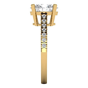 Clara Pucci 2.21 Carat Oval Cut Clear Simulated Diamond 14K Yellow Gold Solitaire with Accents Engagement Promise Bridal Ring Size 3.5