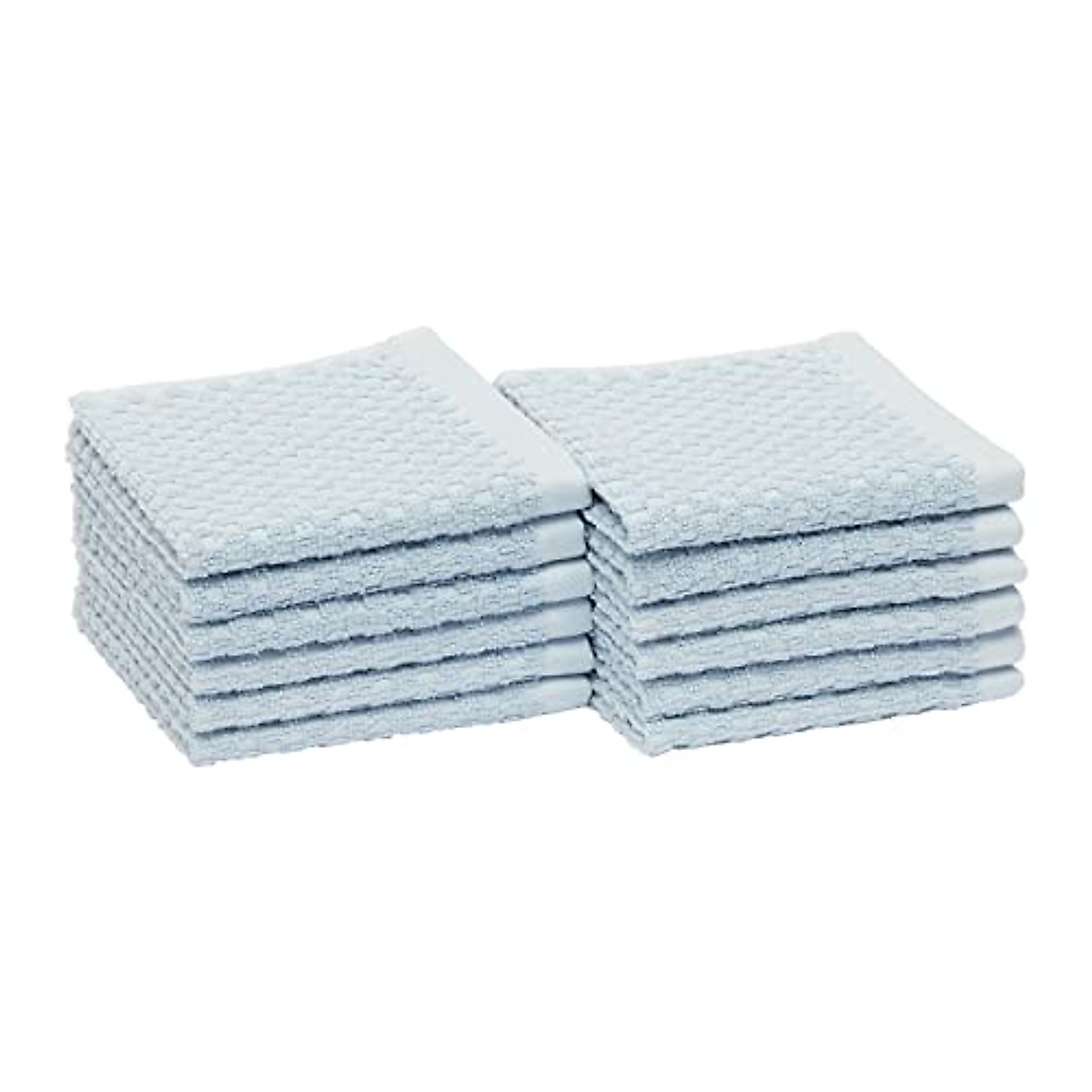 Amazon Basics Odor Resistant Textured Wash Cloth, 12 x 12 Inches - 12-Pack, Light Blue