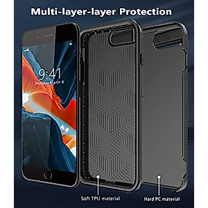 Dewfoam for iPhone 8 Plus/iPhone 7 Plus Case, Protective Shockproof Phone Cover Case para for iPhone 8plus / iPhone 7 Plus Black