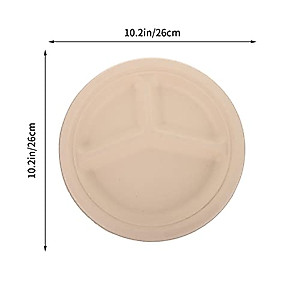 Cabilock 20pcs Degradable dinner plate 2 biodegradable paper plates Sectional Meal Tray dessert plate wedding paper plates 3 sectional round serving tray cereals clamshell wheat straw food