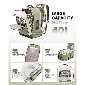 LOVEVOOK Laptop Backpack Purse for Women Waterproof Teacher Nurse Bag, 17.3 Inch Work Laptop Bag with USB Port, Business Travel Computer Backpack, Large College Bookbag, Beige-Khaki