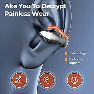 Wireless Ear Clip Bone Conduction Headphones Mini Bone Conduction Headphones Open Ear Headphones Wireless Bluetooth for Running Sports (Black)