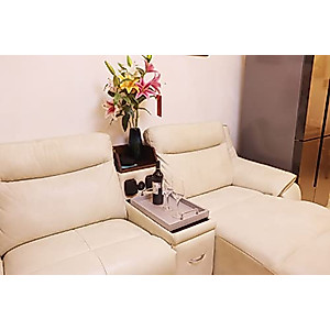 Mcbz Living & Kitchen Room Decoration Service Tray, Banquet Table & Tea Table Coffee Tray, 90° Folding Metal Handle, 17.8 x 12.3 inches (Silver)