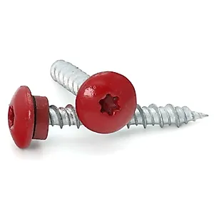 Low Profile Mechanical Galvanized Roofing Screws Crimson Red Finish - #10 x 1" Qty 100