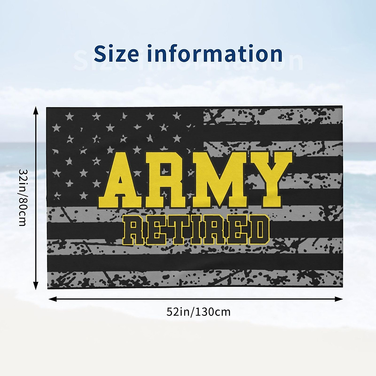 Army Retired Beach Towel Absorbent Bathroom Towels Microfiber Beach Towels Oversized Super ​32x52 Inch