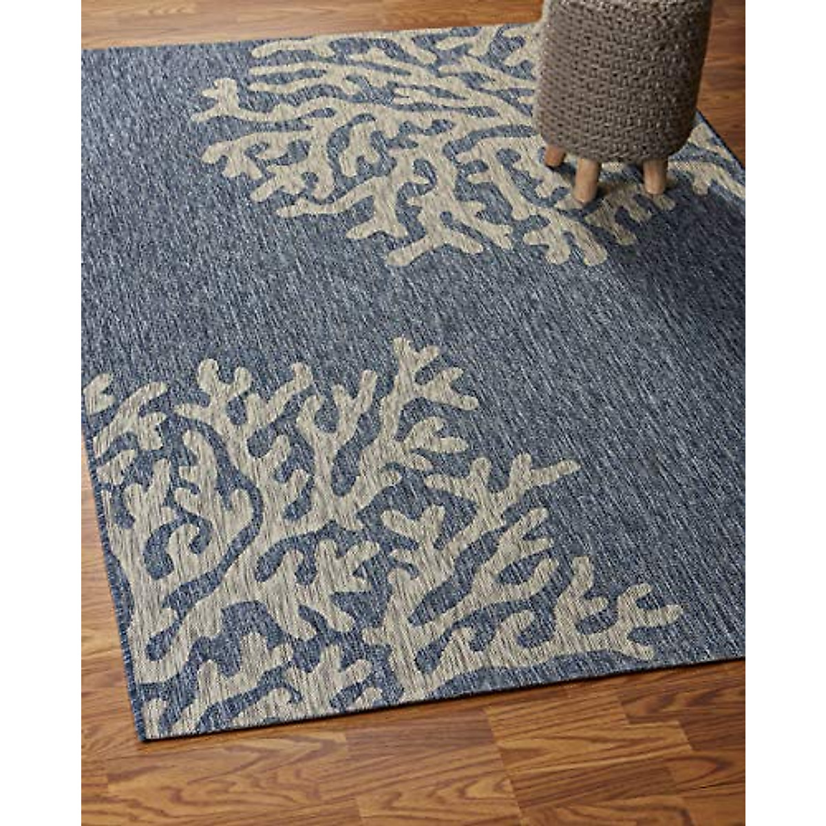LR Home Captiva Belize Reef Indoor/Outdoor Area Rug, 5' x 7', Navy/Gray