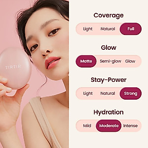 TIRTIR Mask Fit All Cover Pink Cushion Foundation | High Coverage, Semi-Matte Finish, Lightweight, Flawless, Corrects Redness, Korean Cushion, Mini (0.15 oz.), 23N Sand