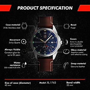Luminox - Atacama Adventurer Field XL.1763 - Mens Watch 42mm - Adventure Watch in Brown/Silver Date Function - 200m Water Resistant - Sapphire Glass - Mens Watches - Made in Switzerland