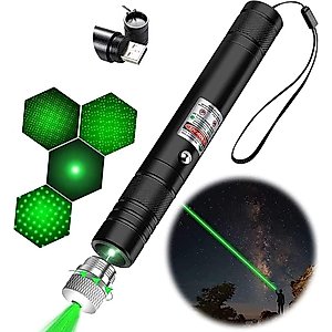 Cowjag Long Range Green Laser Pointer,Laser Pointer High Power Pen, Green Pointer Rechargeable for Hiking, Cat Laser Toy USB Charge(Green Light)