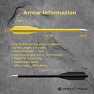 SPEED TRACK 60PCS Yellow and Black 6.25 Inch 50-80LB Mini Archery Crossbow Bolts Set with Sharp Metal Tip, Reusable Durable Arrow Dart For Shooting Target Practice, Small Hunting Game, Outdoor Fishing