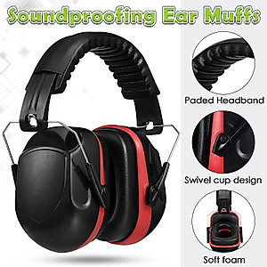 4 Pack NRR 28dB Safety Ear Muffs, Foldable Noise Reduction Safety Ear Protection Adult Noise Cancelling Earmuffs for Shooting (Red)