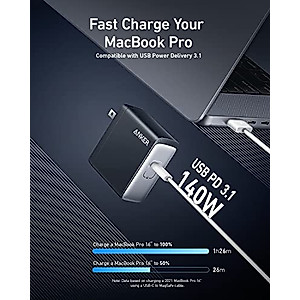 Anker USB C 717 Charger (140W), PD 3.1 PPS Laptop Charger for MacBook Pro 16?, MacBook Air, iPad Pro, Galaxy S22/S21, Dell XPS 13, Note 20/10+, iPhone 13/Pro, Pixel, and More